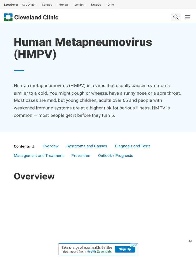 Human Metapneumovirus HMPV Symptoms Treatment194301 | PDF | Common Cold ...