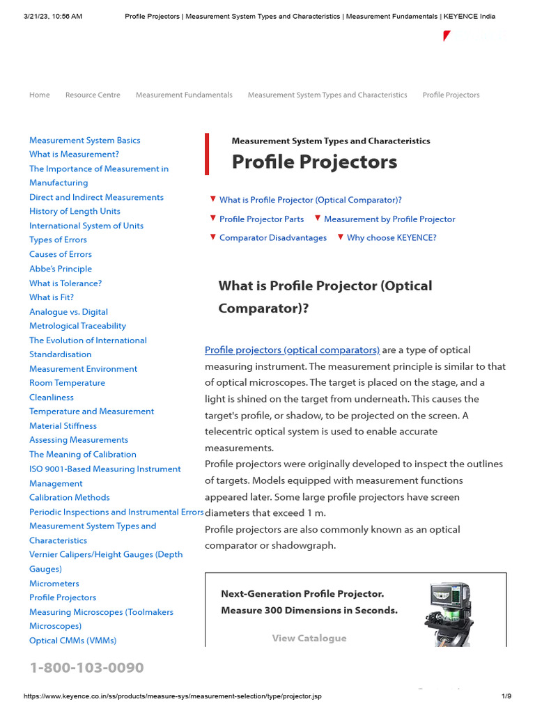 Profile Projectors: Measurement Insights | PDF | Calibration | Optics