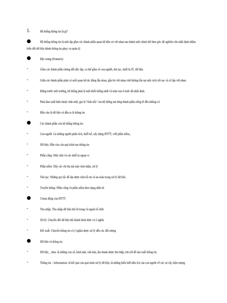 Tự-luận-HTTTQL 2 | PDF