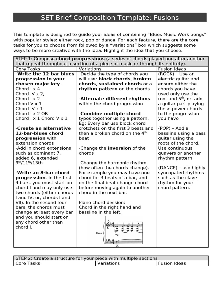 Composition Template (BLUES FUSION) | PDF | Song Structure | Chord (Music)