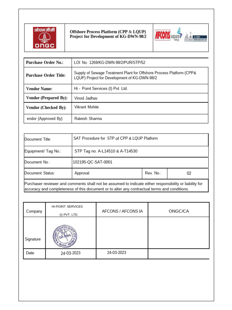 102195-QC-SAT-0001 Rev. 1 (SAT Procedure For STP Package) | PDF ...