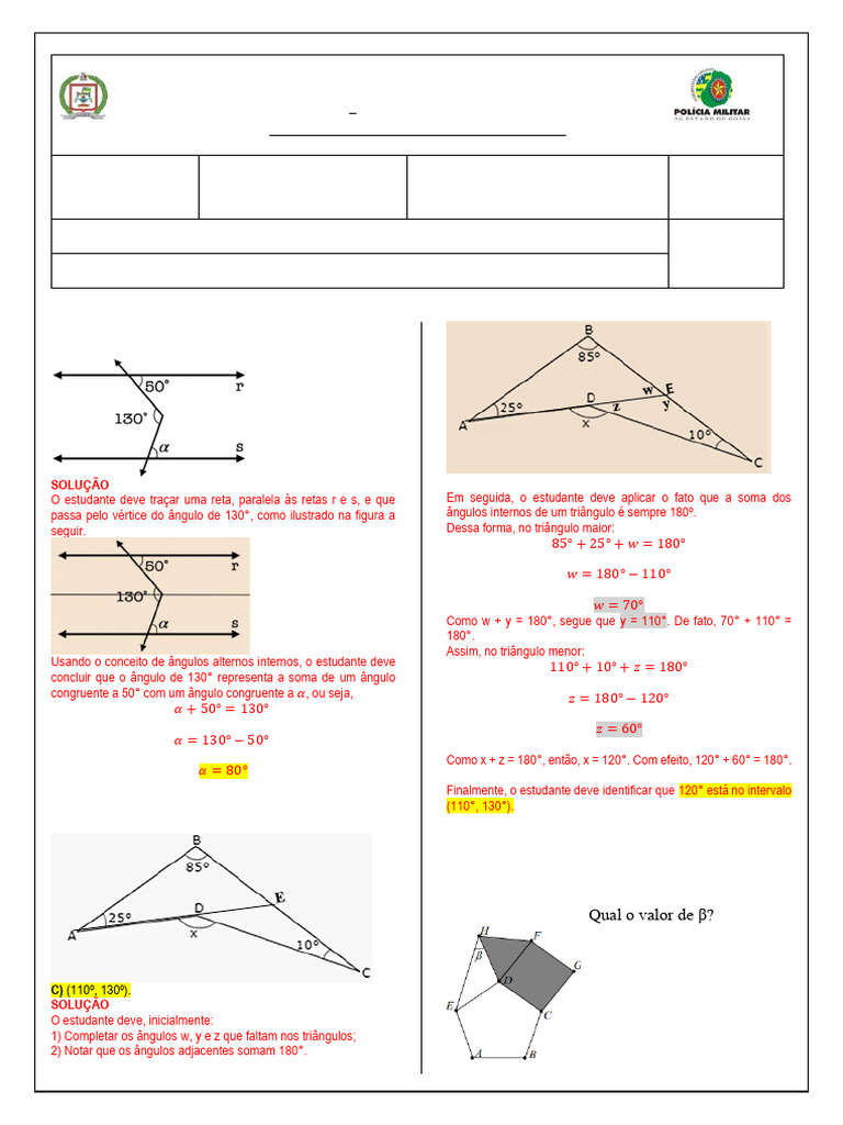 Lista Estudo Orientado - GABARITO | PDF | Triângulo | Ângulo