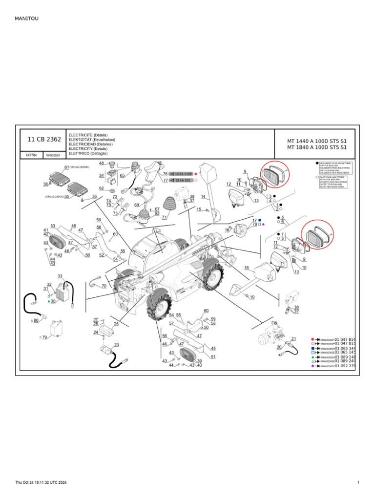 Manitou MT 1840 A Parts List | PDF | Screw | Equipment