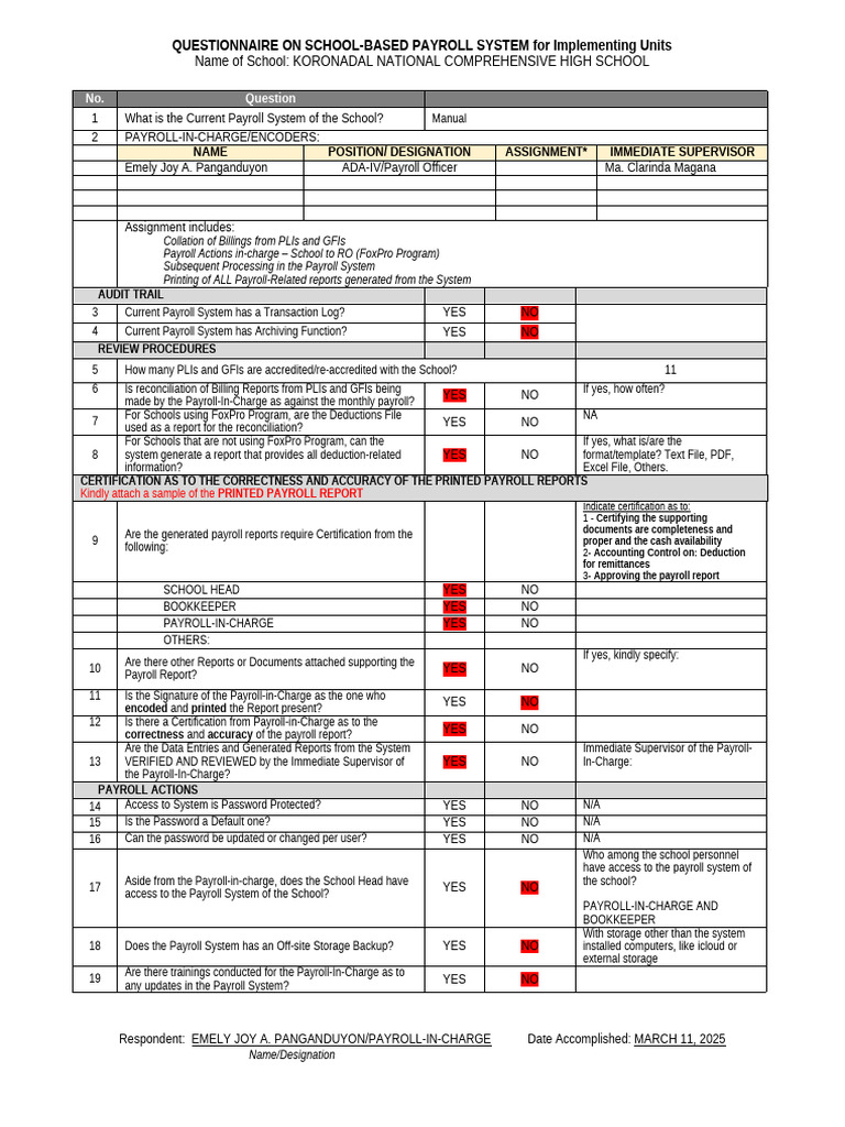 Questionnaire On Payroll System IUs | PDF | Password | I Cloud