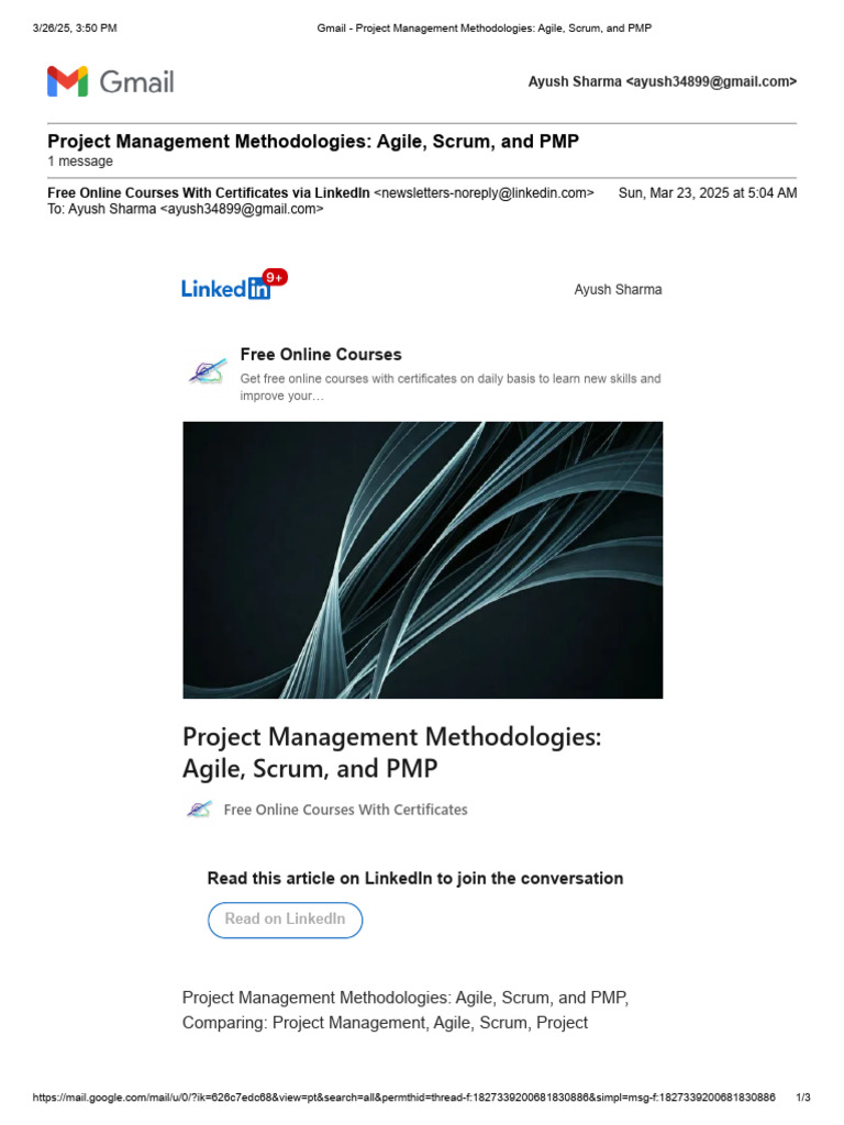 Gmail - Project Management Methodologies - Agile, Scrum, and PMP | PDF ...