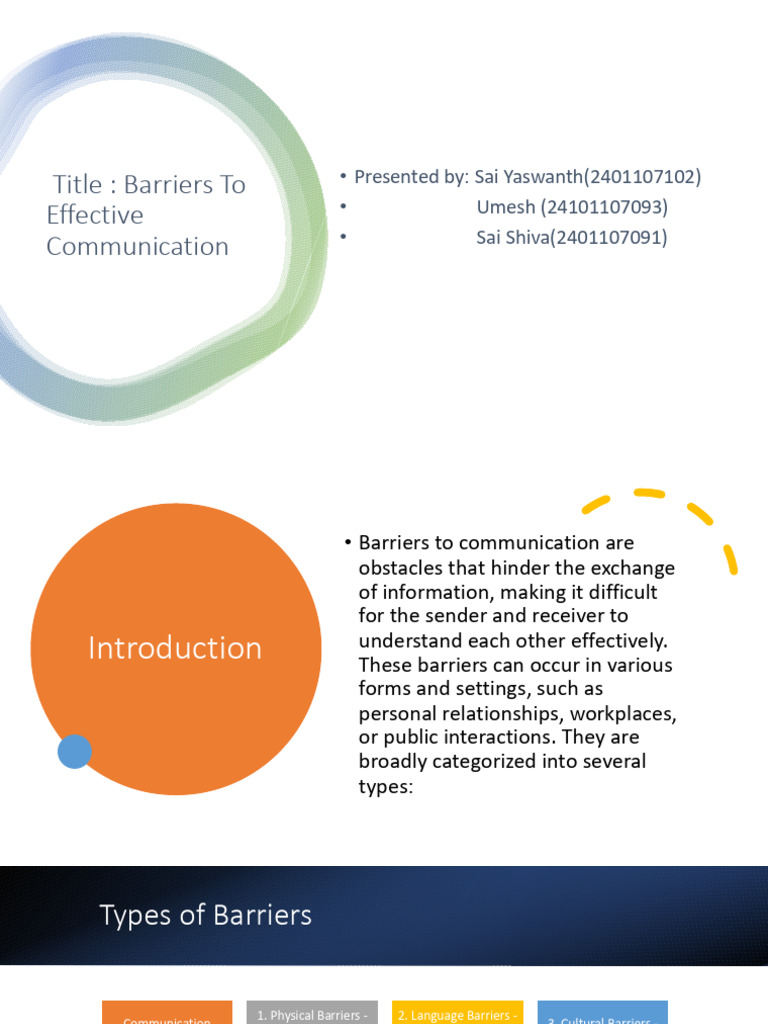 Barriers To Effective Communication | PDF | Communication ...