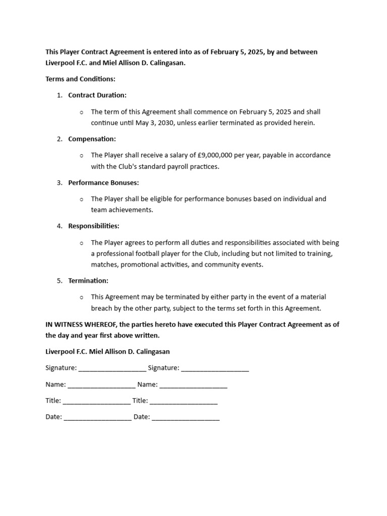 Miel ALlison Contract | PDF