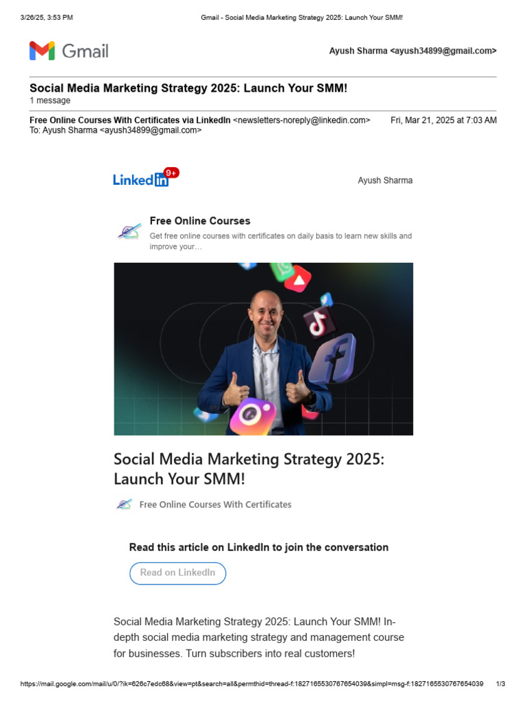 Gmail - Social Media Marketing Strategy 2025_ Launch Your SMM! | PDF | Social Media Marketing ...
