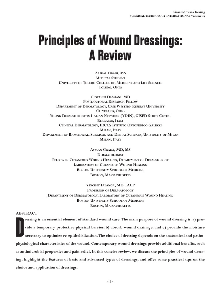PrinciplesofWoundDressings AReview | PDF | Wound | Healing
