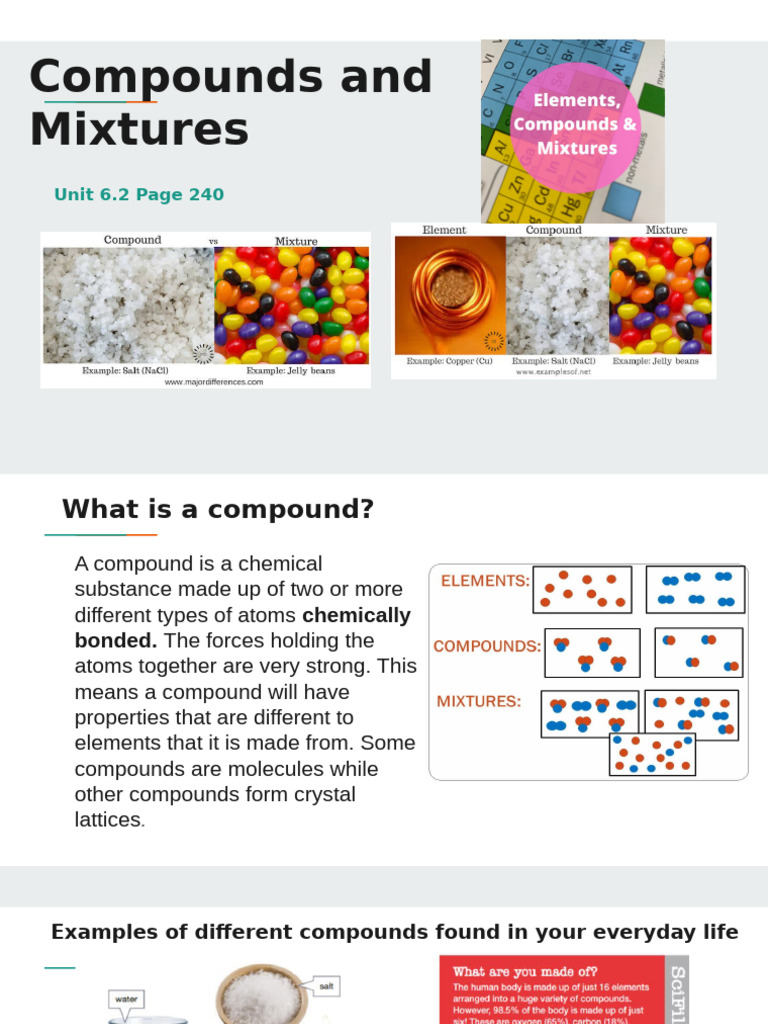 6.2 - Compounds and Mixtures 2023 | PDF | Chemical Compounds | Molecules