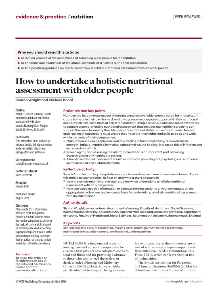 Implementing The PURPOSE T Pressure Ulcer Risk Assessment Tool Into ...