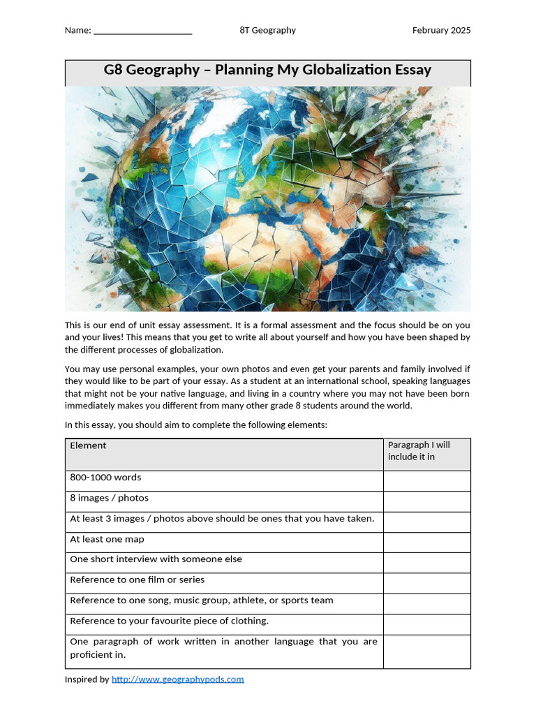 Globalization Essay Guide for 8th Graders | PDF | Globalization | Essays