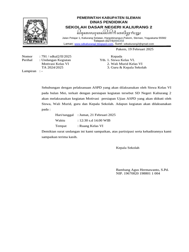 SPJ Rapat Persiapan Motivasi Kelas VI | PDF