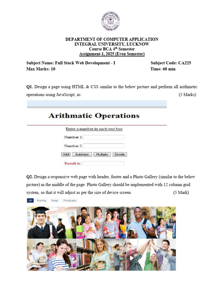 CA225 Full Stack Web Development Assignment 1 | PDF