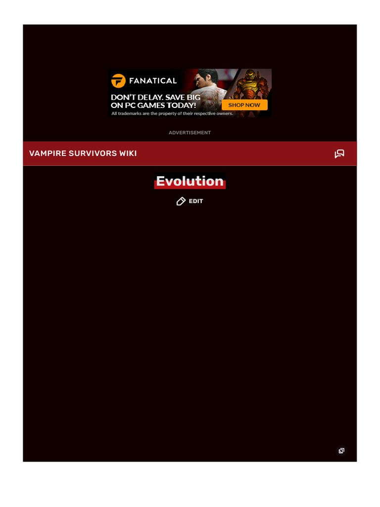 Evolution - Vampire Survivors Wiki - Fandom | PDF