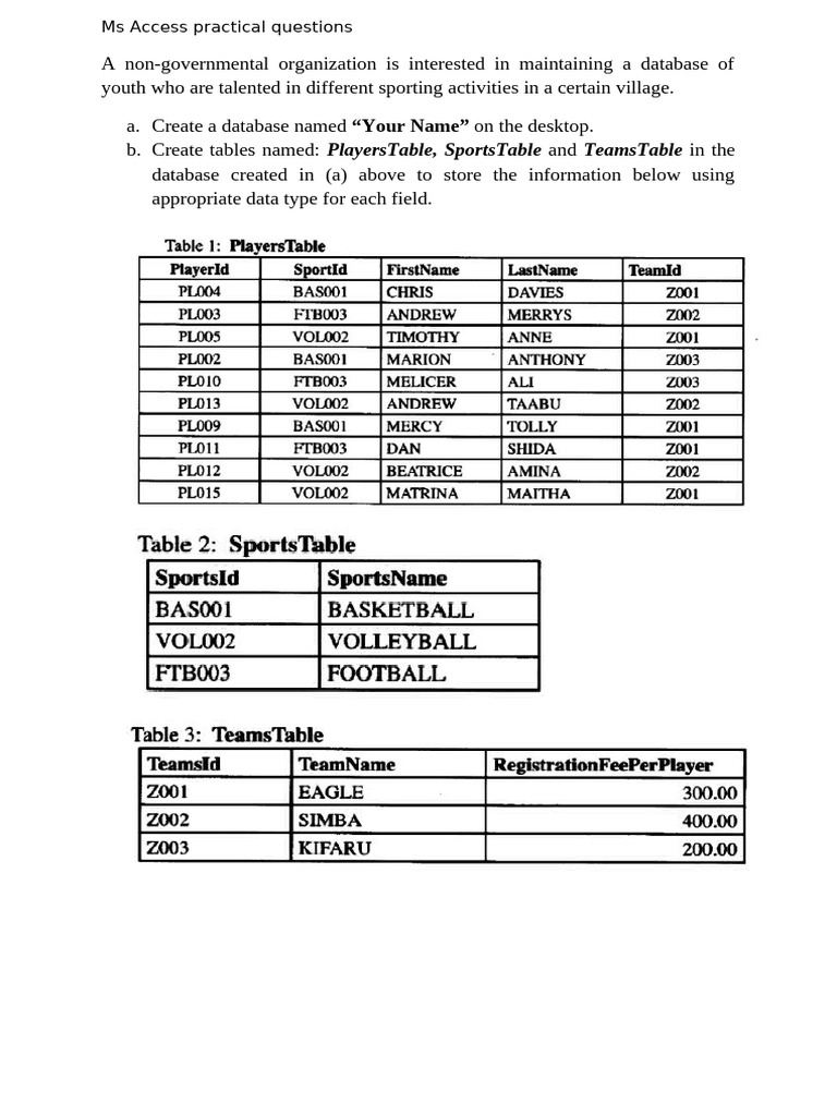 Ms Access Exam | PDF
