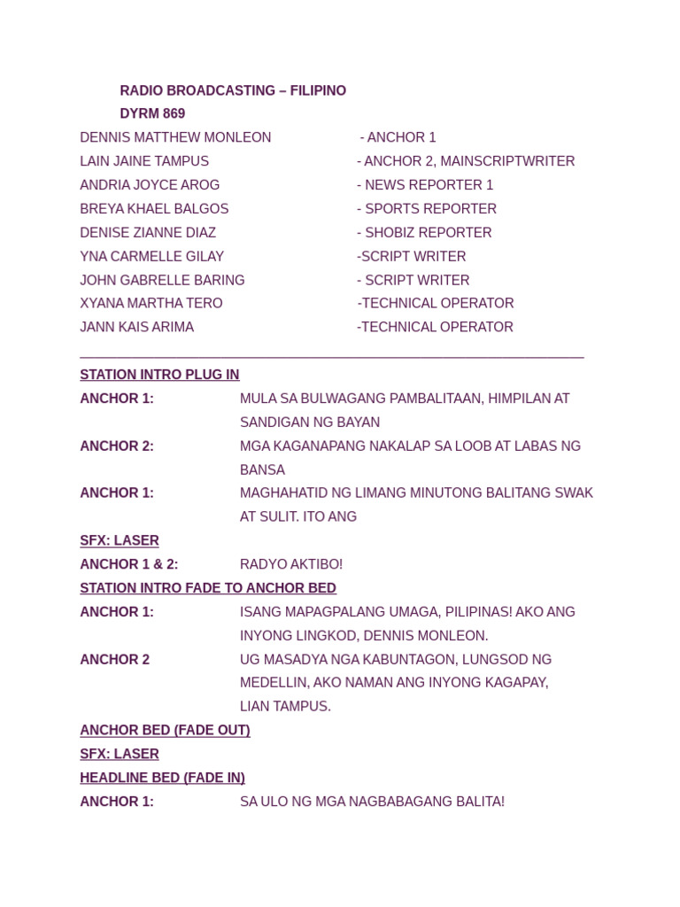 Filipino 8 Script | PDF