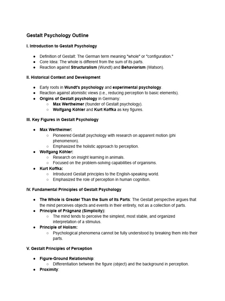 Overview of Gestalt Psychology Principles | PDF | Perception | Psychology