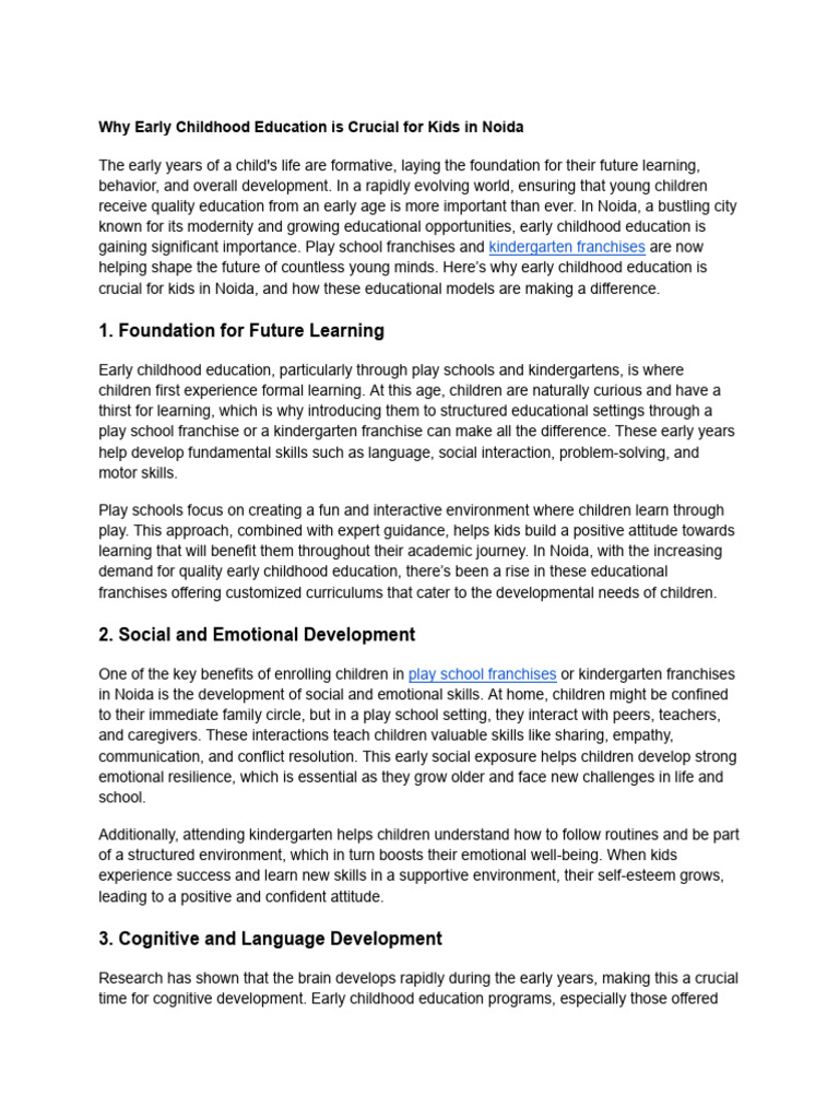 Why Early Childhood Education Is Crucial For Kids in Noida | PDF ...