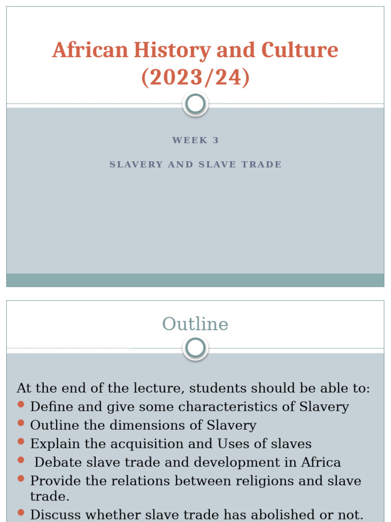 African History and Culture-Week 3 | PDF | Slavery | Atlantic Slave Trade