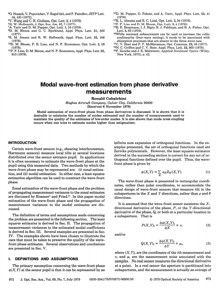Cubalchini 1979 Maximum Vraisemblance JOSA.69.000972 | PDF ...