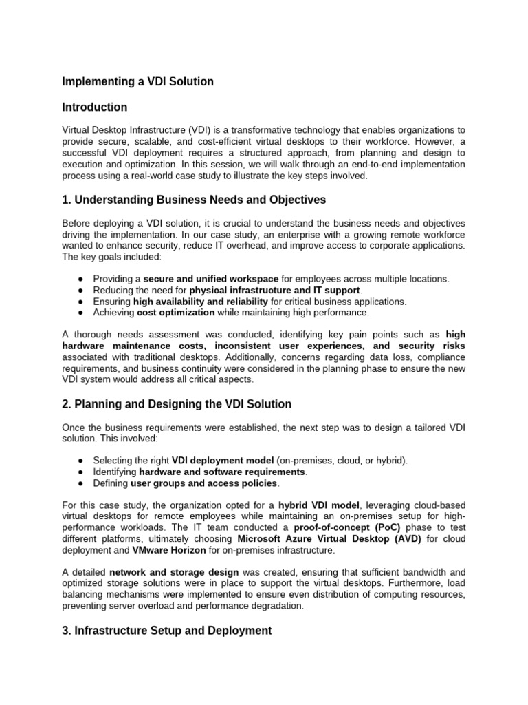 Implementing A VDI Solution | PDF | Desktop Virtualization | Cloud Computing