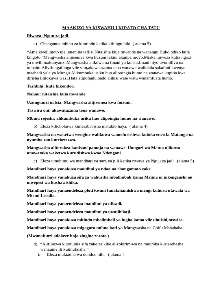 Kiswahili F3 MST 2024 Teacher - Co - .Ke | PDF