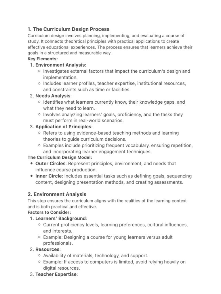 Curriculum Design Detailed Note | PDF | Educational Assessment | Learning