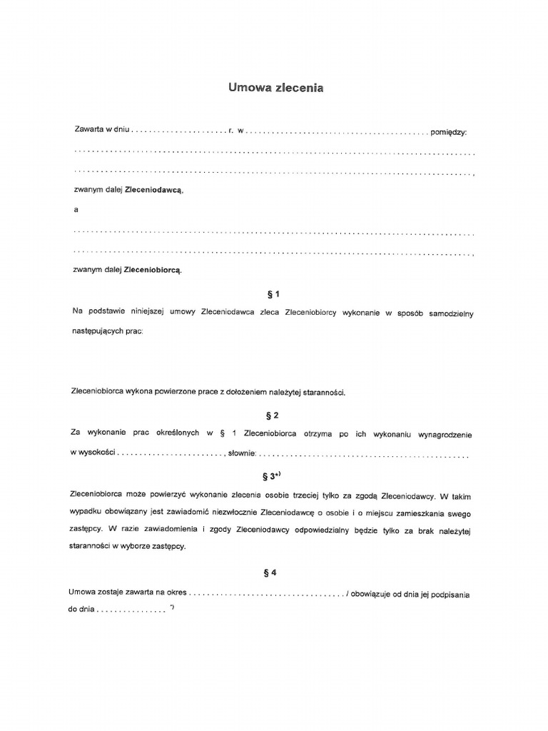 Umowa Zlecenie Wzor | PDF