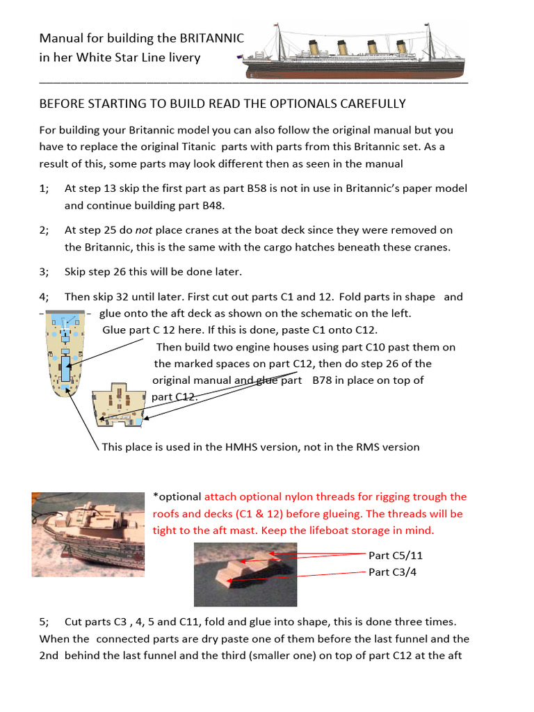 Rms Britannic 7nov2010 Instr | PDF | Rigging | Watercraft