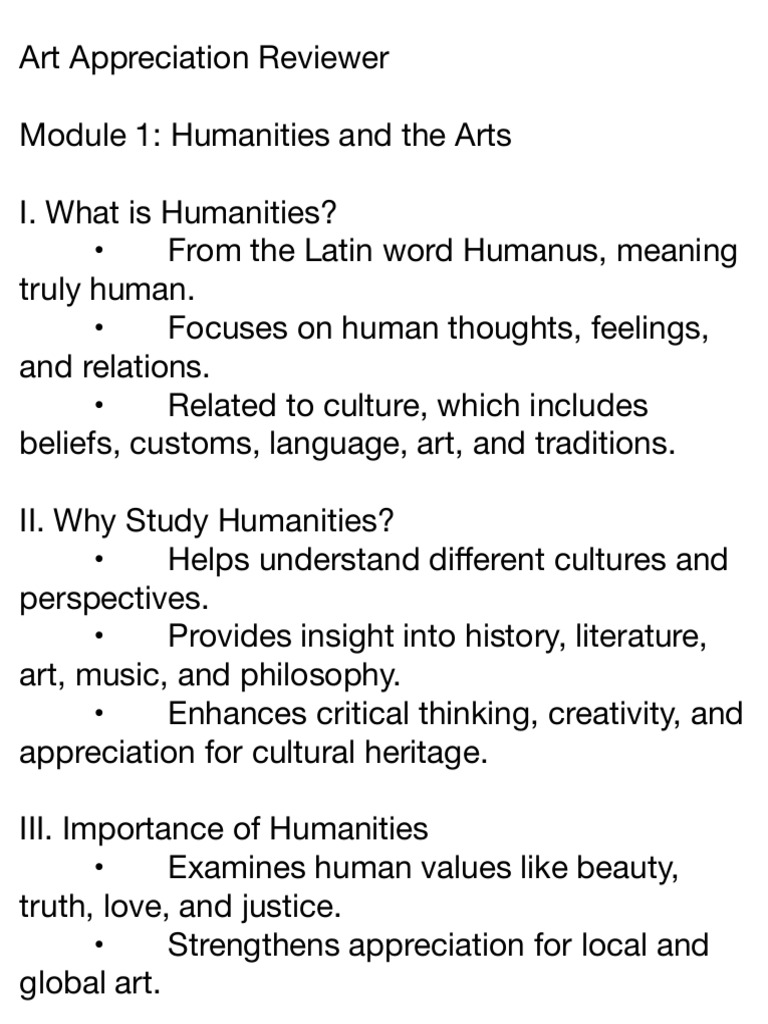 Arts Appreciation Reviewer | PDF | The Arts | Humanities