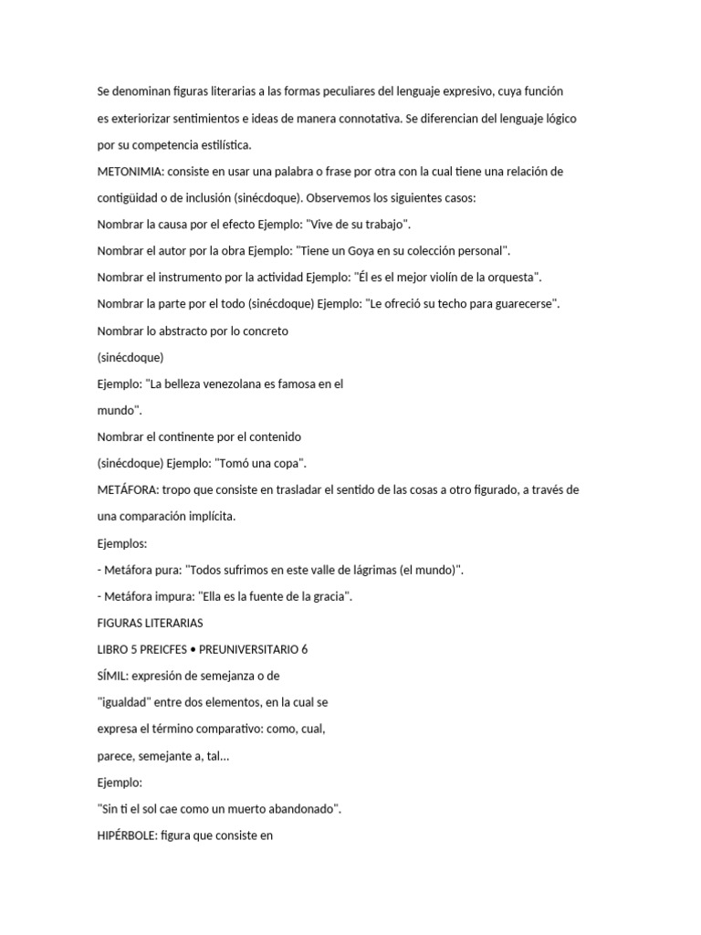 Figuras literarias y sus ejemplos | PDF | Metáfora | Técnicas Retóricas