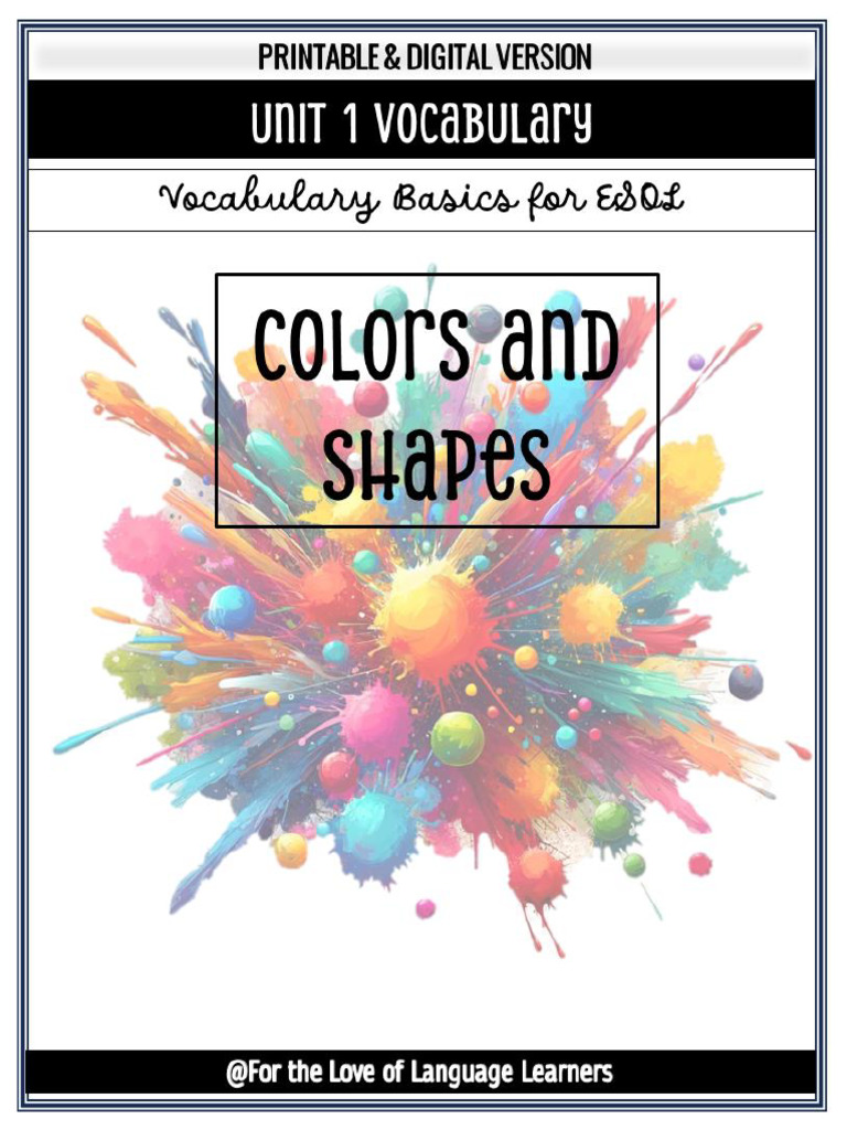 PRINTABLE Vocabulary 1 - Colors and Shapes | PDF