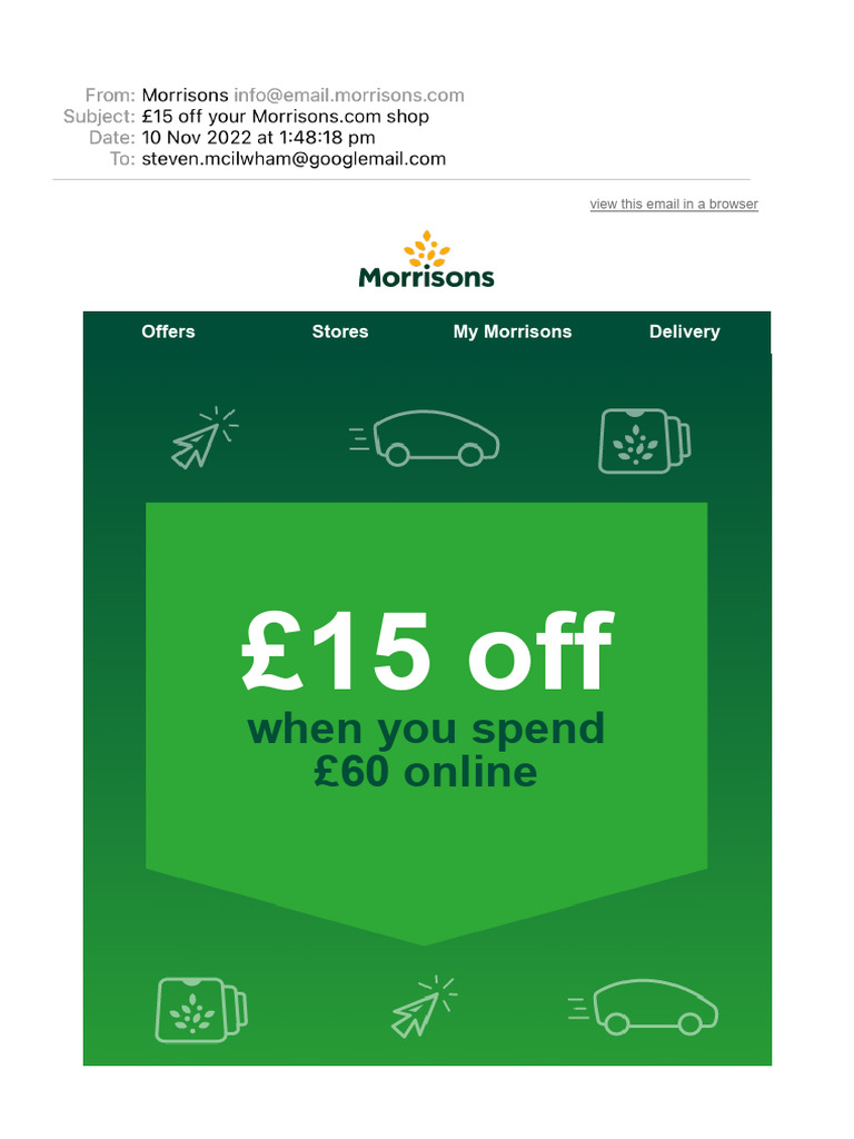 £15 off your Morrisons.com shop | PDF | Coupon | Voucher