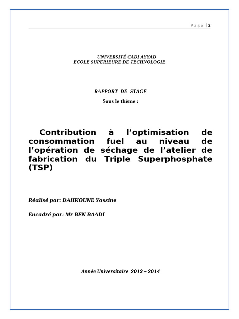 Optimisation du TSP chez OCP | PDF | Phosphate | Chimie