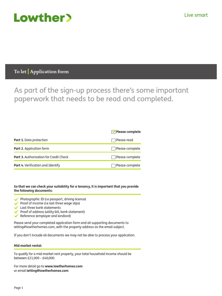 Lowther-Homes - Online - Application-Form - Dec 2 | PDF | Lease ...