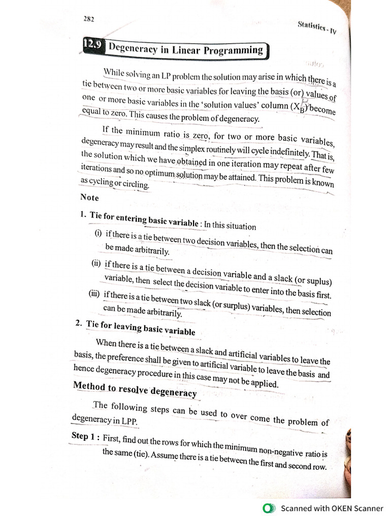 Degeneracy in Linear programming | PDF