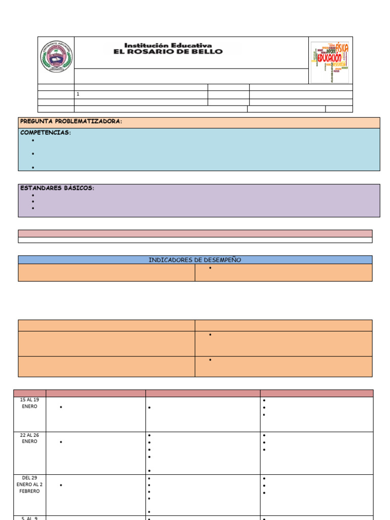 PLANEACIÓN EDUCACIÓN FÍSICA GRADO 6° I 2024 | PDF | Educación Física | Cognición