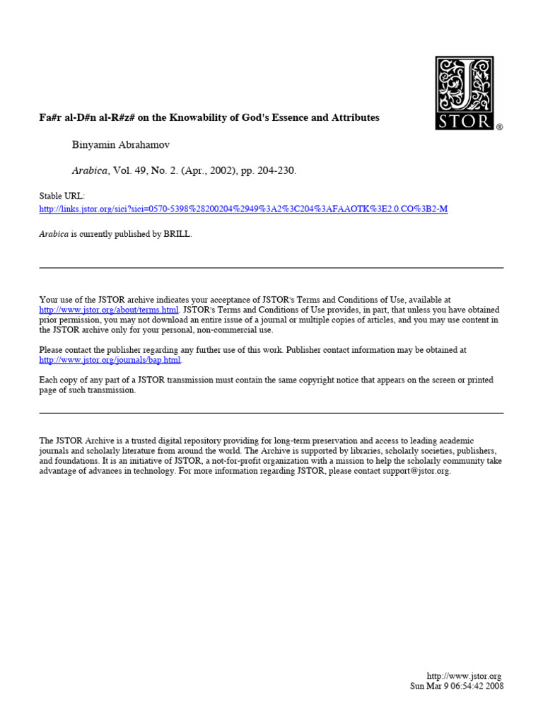 Knowability of God's Essence Explained | PDF | God In Islam | Nous