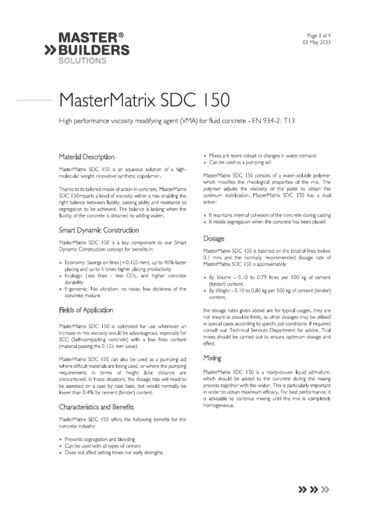 VMA of BASF - MasterMatrix SDC 150 | PDF