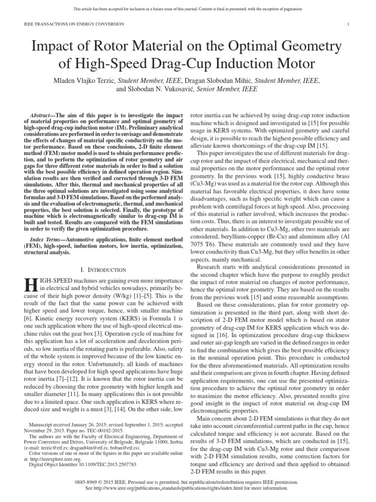 Terzic_Mihic_Vukosavic_Impact of Rotor Material on the Optimal Geometry of High-Speed Drag-Cup ...