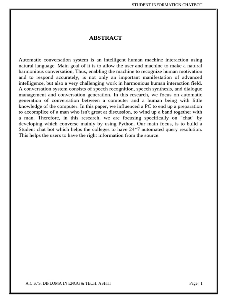 Student Information Chatbot | PDF | Computing | Computer Science