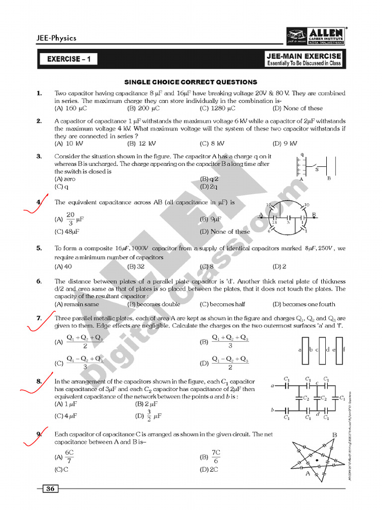 Capacitance Ex-1 | PDF