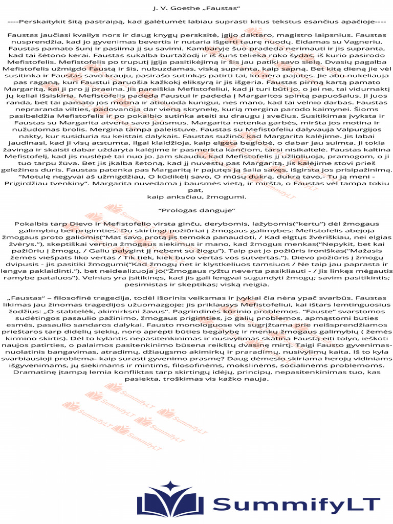 J. V. Goethe Faustas" | PDF
