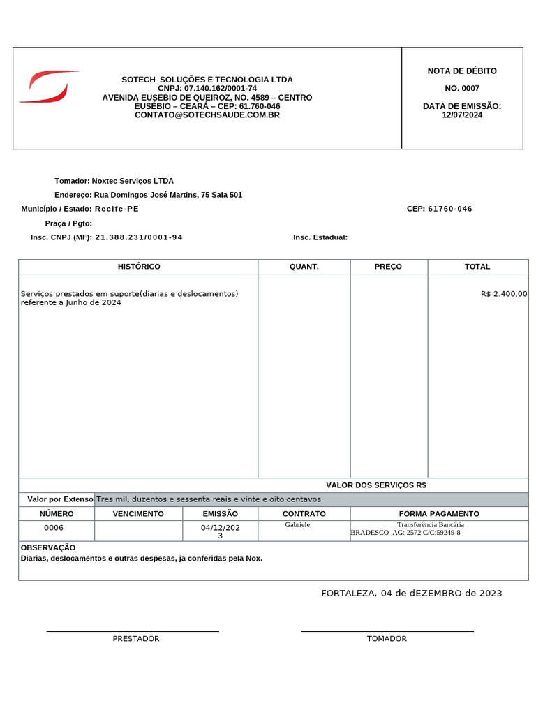 MODELO NOTA DE DEBITO | PDF
