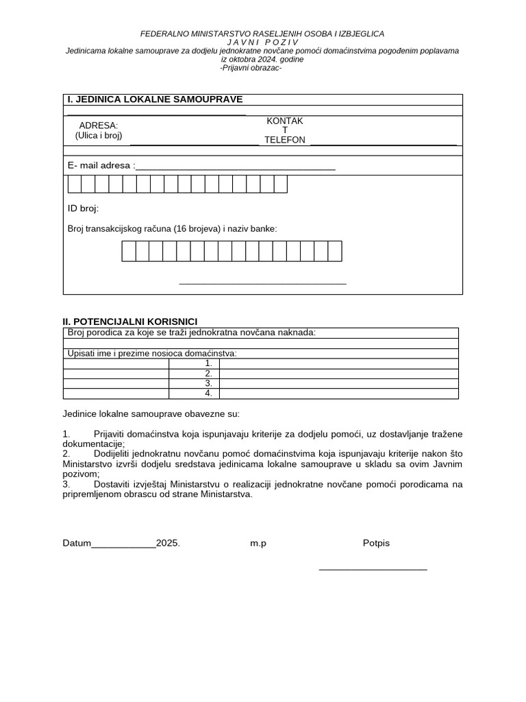 Prijavni Obrazac JLS 2025 | PDF