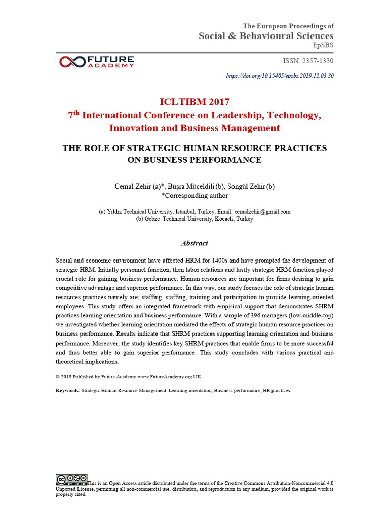 The Role of Strategic Human Resource Practices On | PDF | Human ...