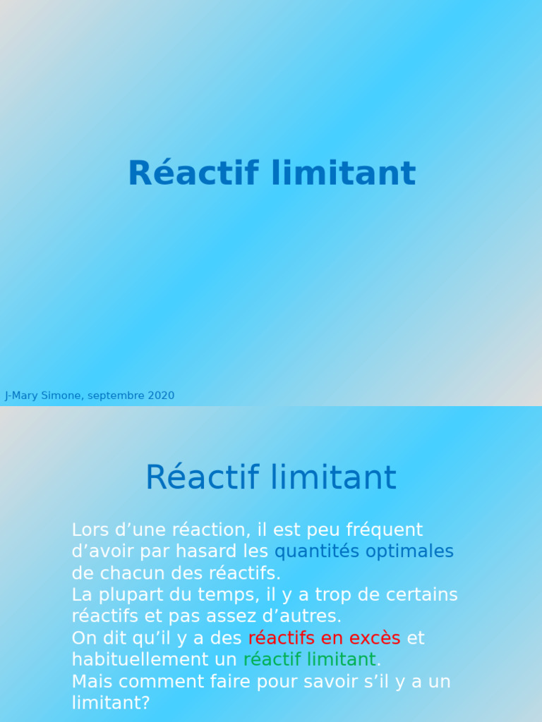 Identifier le réactif limitant en chimie | PDF