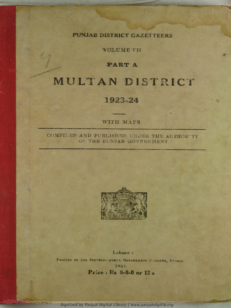 Multan District Gazetteer 1923-24 | PDF | Lahore | Indian Religions