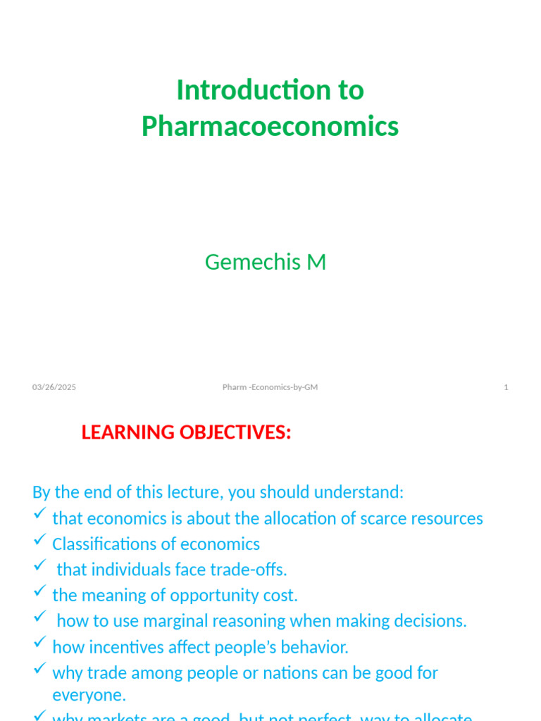 1.pharmaco - Economics-by-Gemechis | PDF | Economic Equilibrium | Demand